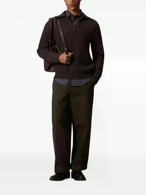 BALLANTYNE Ribbed-knit Half-zip Sweater