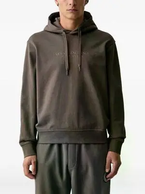 Armani Exchange Logo-print Drawstring Hoodie - Brown