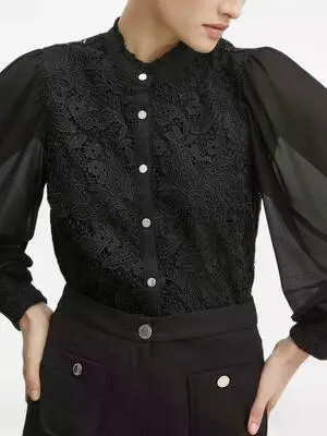 MORGAN Lace-panelled Balloon-sleeve Blouse - Black