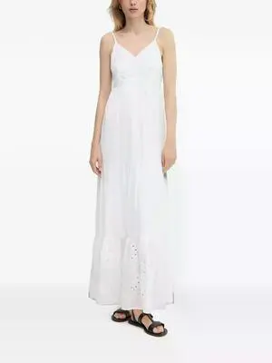 MORGAN Eyelet V-neck Dress - White