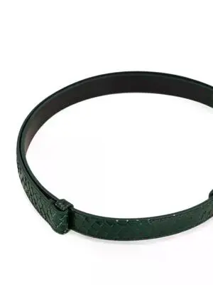 TOM FORD Snake-effect Leather Belt - Green