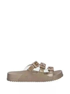 Melissa Cozy Buckle-fastening Glitter-effect Slides - Neutrals