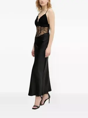HAVEONE Lace-panelled Satin-finish Maxi Dress