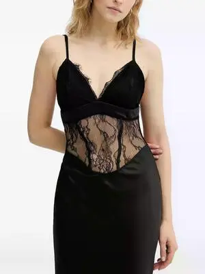 HAVEONE Lace-panelled Satin-finish Maxi Dress