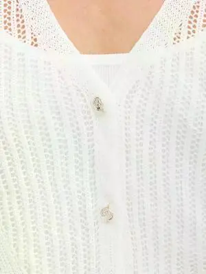 MORGAN Pointelle-knit Button-up Cardigan