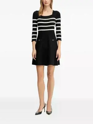 MORGAN Striped Button-detail Mini Dress