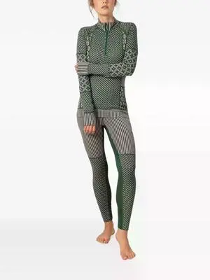 Kari Traa Pattern-mixed Panelled Base Layer Leggings - Green