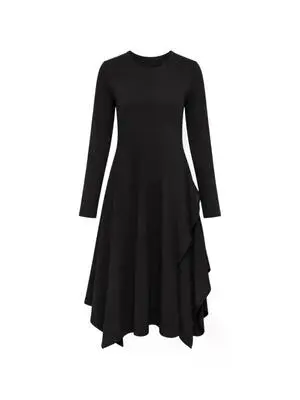 Yohji Yamamoto Asymmetric Draped Midi Dress - Black