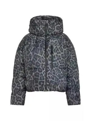 Adidas By Stella McCartney Leopard-print Hooded Puffer Jacket - Grey