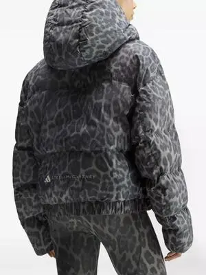 Adidas By Stella McCartney Leopard-print Hooded Puffer Jacket