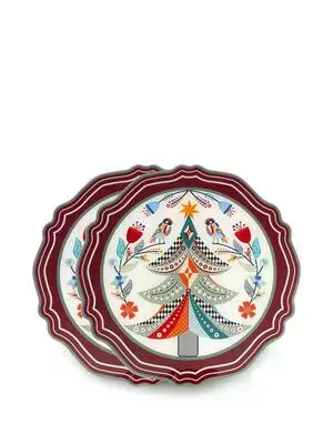 VESTA Christmas Tree Scalloped-edge Plates - White