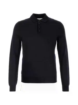 Fendi Fine-knit Long-sleeve Polo Shirt - Blue