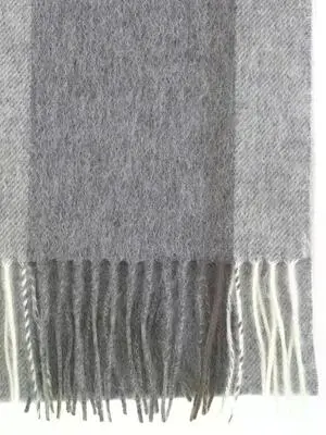 PUROTATTO Check-pattern Fringed Scarf - Grey