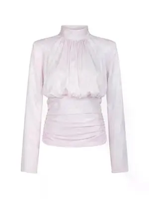 ROTATE BY BIRGER CHRISTENSEN Jacquard-pattern Draped Blouse - Pink