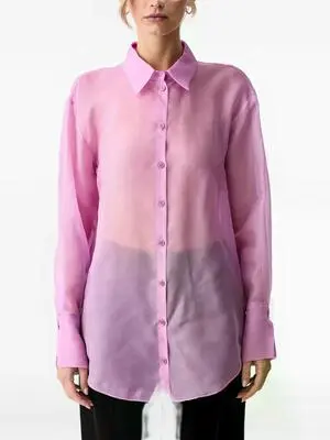 Patrizia Pepe Sheer Button-up Shirt - Pink