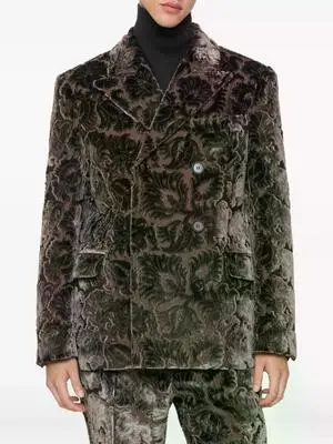 Burberry Double-breasted Jacquard Velvet Blazer