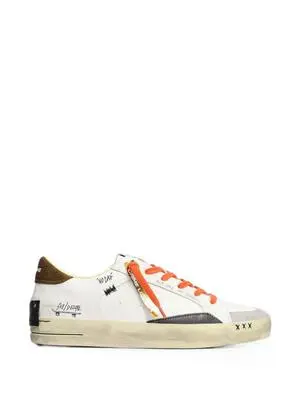 CRIME LONDON Sk8 Deluxe Distressed-effect Sneakers - White