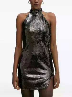 HAVEONE Sequin-embellished Halterneck Mini Dress - Black