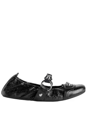 Balenciaga City Ballet Flats In Arena Leather - Black