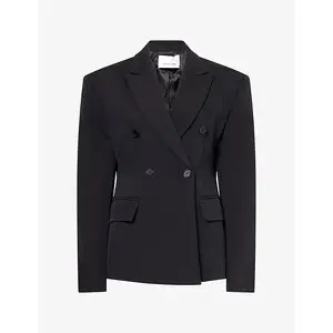 THE FRANKIE SHOP Doyer Double-breasted Cinched Woven Blazer - Black
