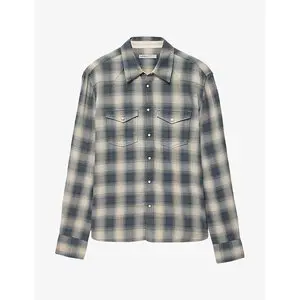 ALLSAINTS Brook Checked Long-sleeve Cotton Shirt Xxl - Blue Check