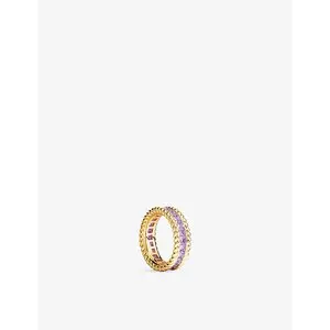 APM MONACO Cordage 18ct Gold-plated Alloy And Princess-cut Lilac Siamite Ring - Yellow