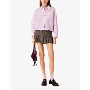 Maje Contrast-collar Boxy-fit Cotton Shirt
