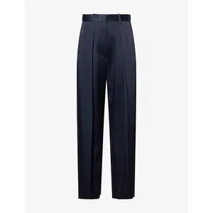 Victoria Beckham Cecilia Crepe-back Satin Trousers - Midnight