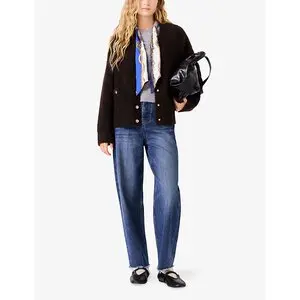 Maje Button-embellished Relaxed-fit Yak Wool-blend Cardigan