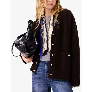 Maje Button-embellished Relaxed-fit Yak Wool-blend Cardigan