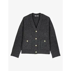 Maje Button-embellished Relaxed-fit Yak Wool-blend Cardigan - Grey
