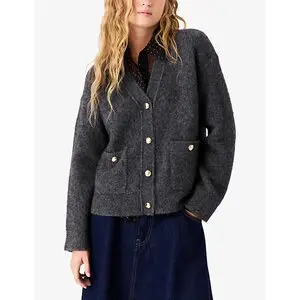 Maje Button-embellished Relaxed-fit Yak Wool-blend Cardigan