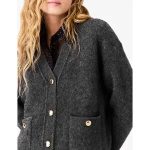 Maje Button-embellished Relaxed-fit Yak Wool-blend Cardigan