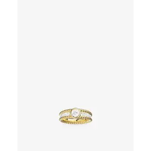 APM MONACO Cordage 18ct Gold-plated Alloy And Princess-cut Cubic Zirconia Ring - Yellow