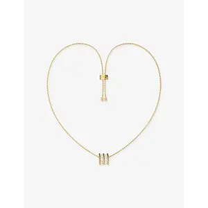 APM MONACO Cordage Double Alloy And Cubic Zirconia Pendant Necklace - Yellow
