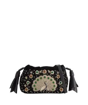 Zimmermann Cloud 91 Peacock Small Velvet Clutch - Black