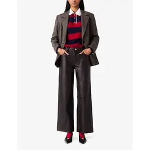 Maje Straight-leg Mid-rise Leather Trousers