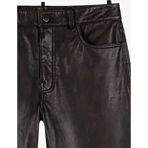 Maje Straight-leg Mid-rise Leather Trousers