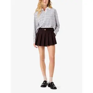 Maje Lace-trim Striped Cotton-blend Polo Shirt