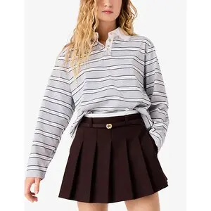Maje Lace-trim Striped Cotton-blend Polo Shirt