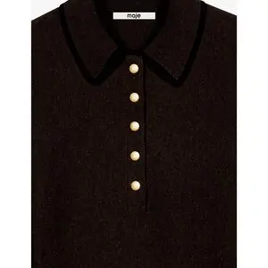 Maje Polo-collar Slim-fit Knitted Mini Dress