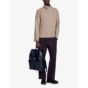 Sandro Buckled Leather Backpack