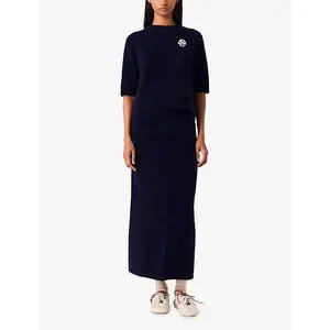 Maje Brooch-embellished Short-sleeved Wool Jumper