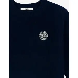 Maje Brooch-embellished Short-sleeved Wool Jumper