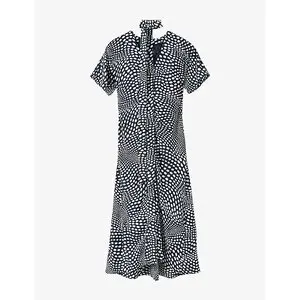 Whistles Polka-dot Crepe Midi Dress - Black