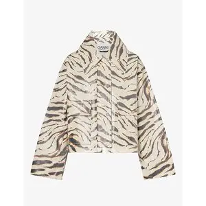 GANNI Zebra-print Canvas Barn Waxed Jacket - Egret