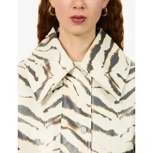 GANNI Zebra-print Canvas Barn Waxed Jacket