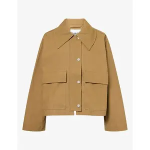 GANNI Canvas Short Barn Cotton Jacket - Ermine