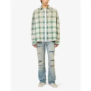 Amiri Crystal-embellished Checked Cotton Shirt