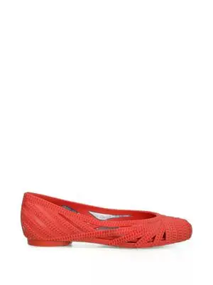 Melissa Femme Classy Woven-effect Cutout Ballet Flats - Red